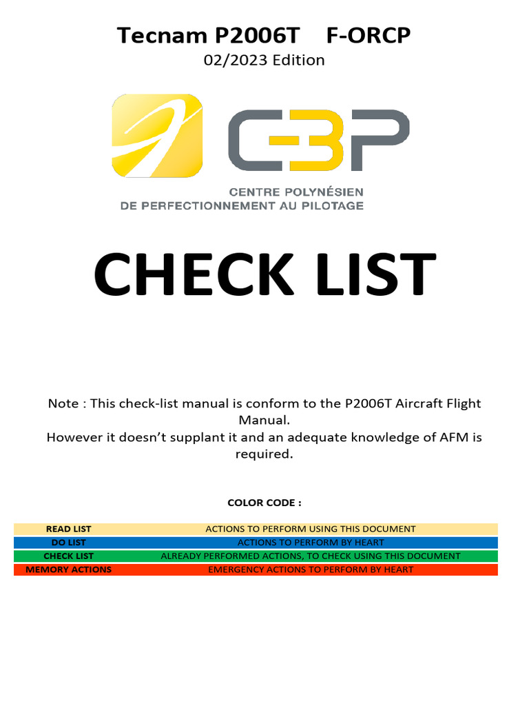 Checklist P2006T | PDF | Aerospace | Aircraft