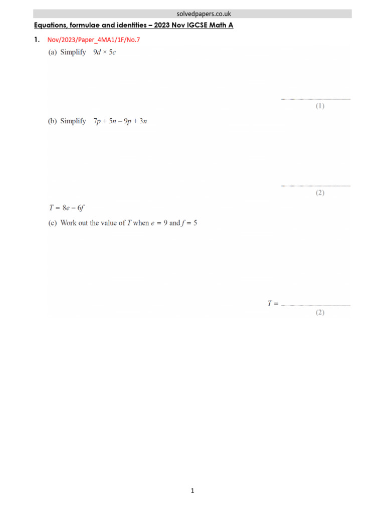 2023Nov-Equations-Edexcel-IGCSE-Math-A | PDF