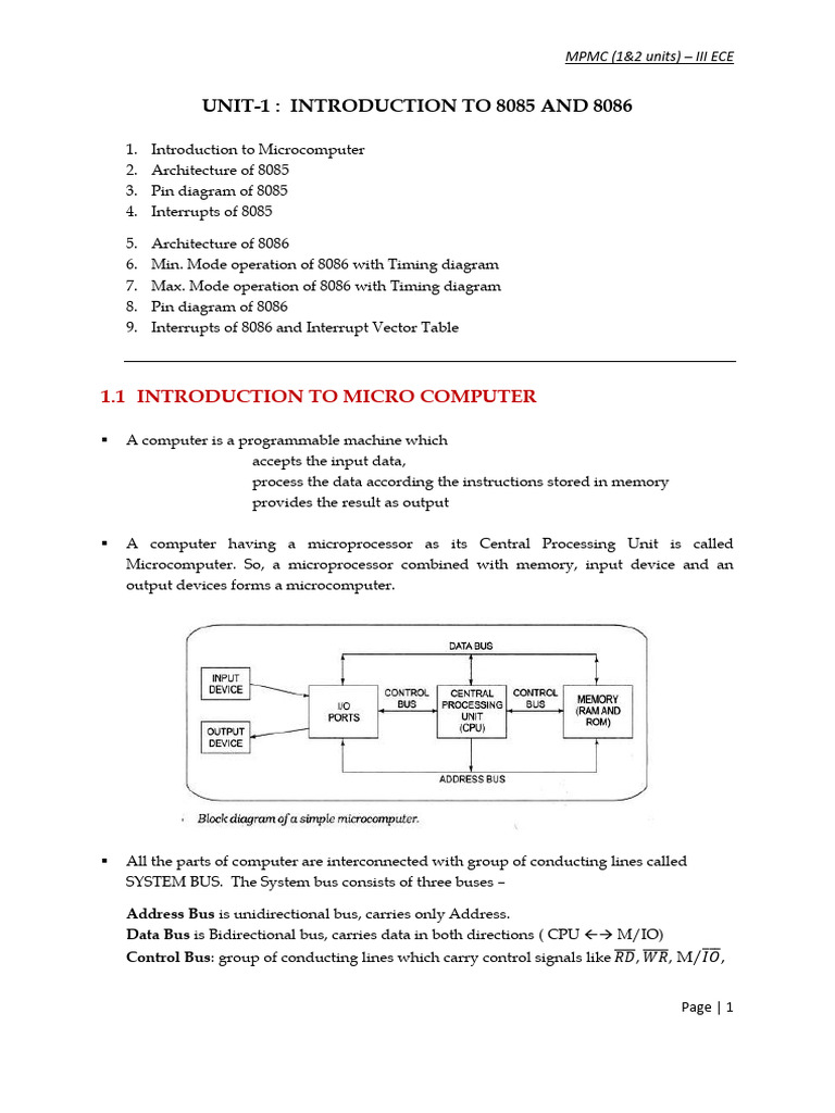 Unidirectional Bus in Microprocessors | PDF | Input/Output | Central Processing Unit