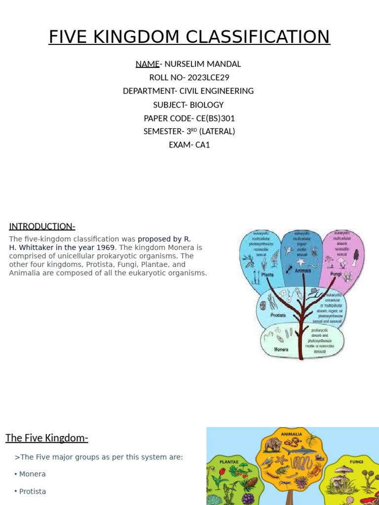 Five Kingdom Classification | PDF | Fungus | Cell (Biology)