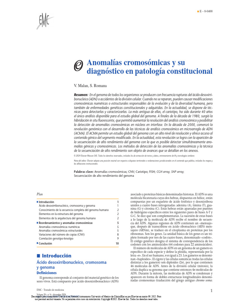 Anomalias Cromosomicas | PDF | Adn | Genoma