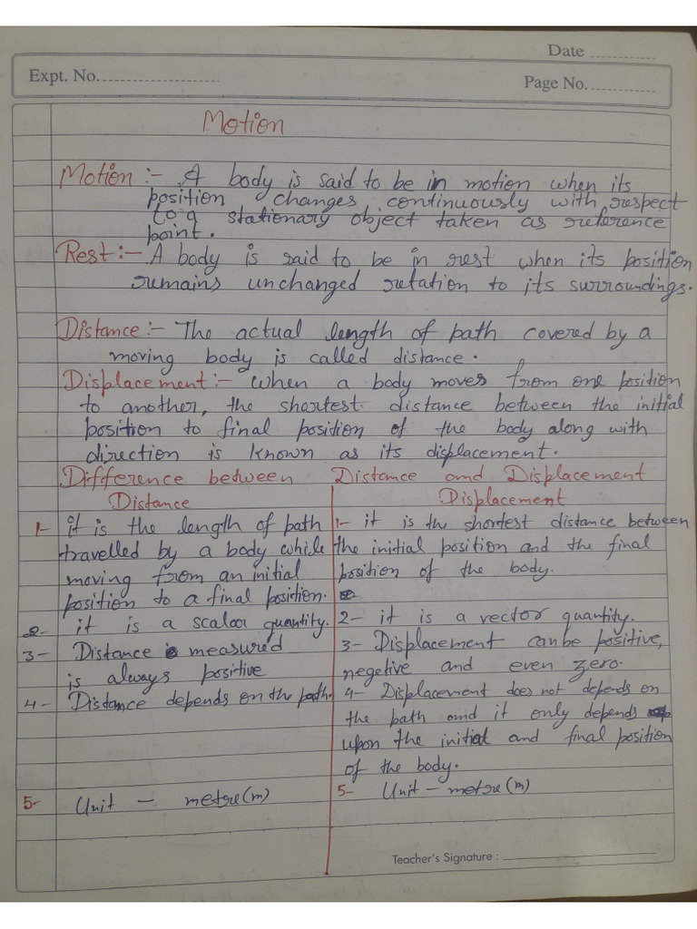 Class 9 Motion Part 1 Theory | PDF