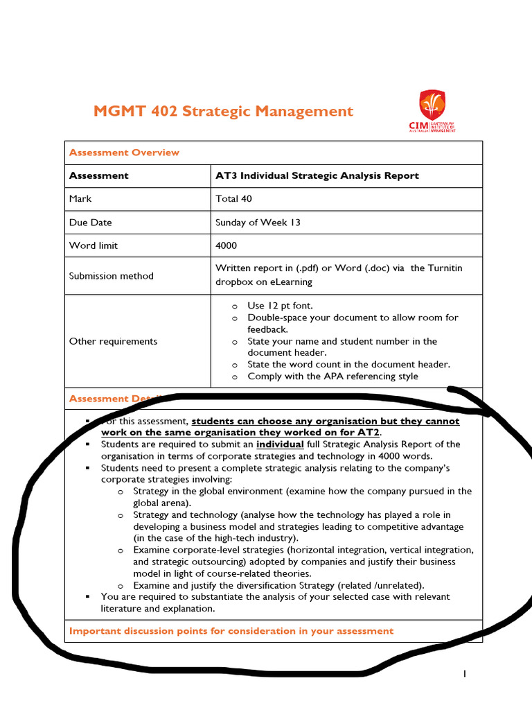 MGMT 402 AT3 Individual Strategic Analysis Reportmatee | PDF | Theory | Strategic Management