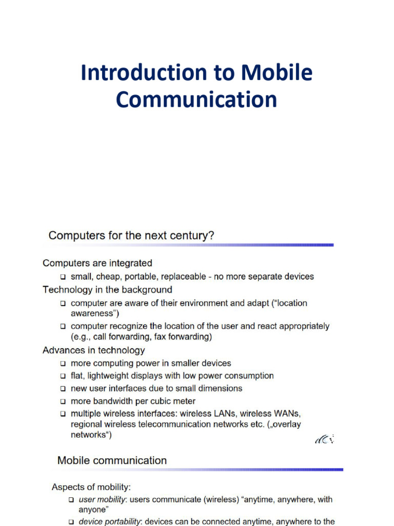 UNIT I Introduction To Mobile Communication | PDF | Channel Access Method | Cellular Network