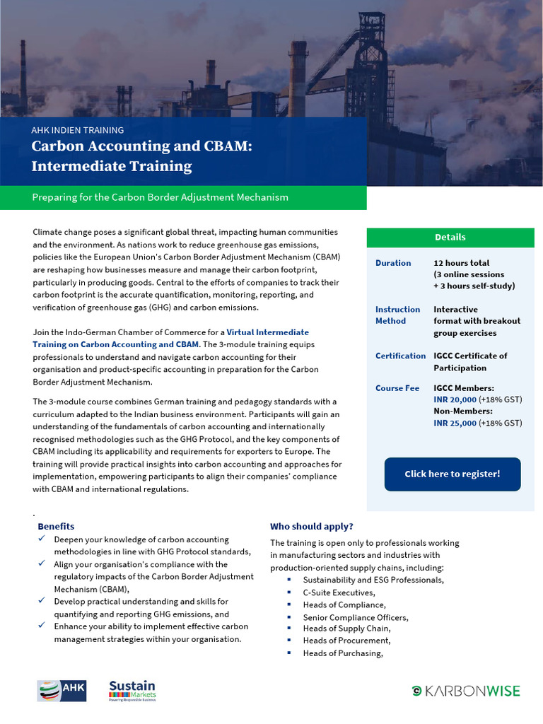 Flyer IGCC CBAM Virtual Training May 2025 | PDF | Carbon Footprint | Environmental Social Science