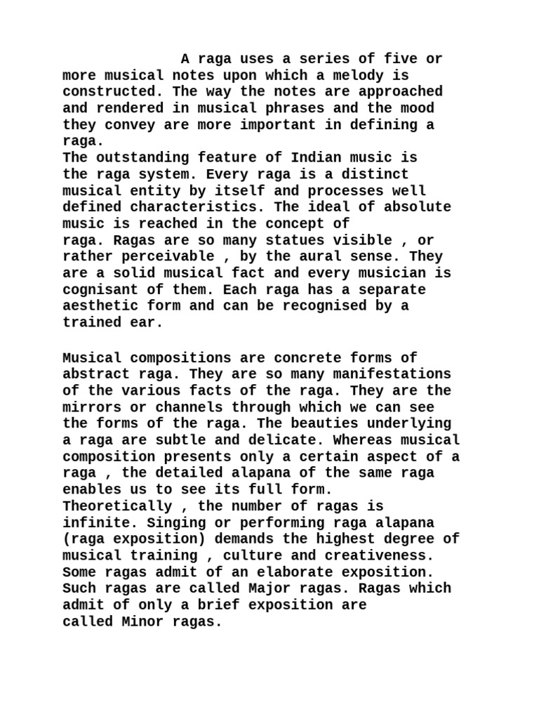A Raga Uses A Series of Five or More Musical Notes Upon Which A Melody ...
