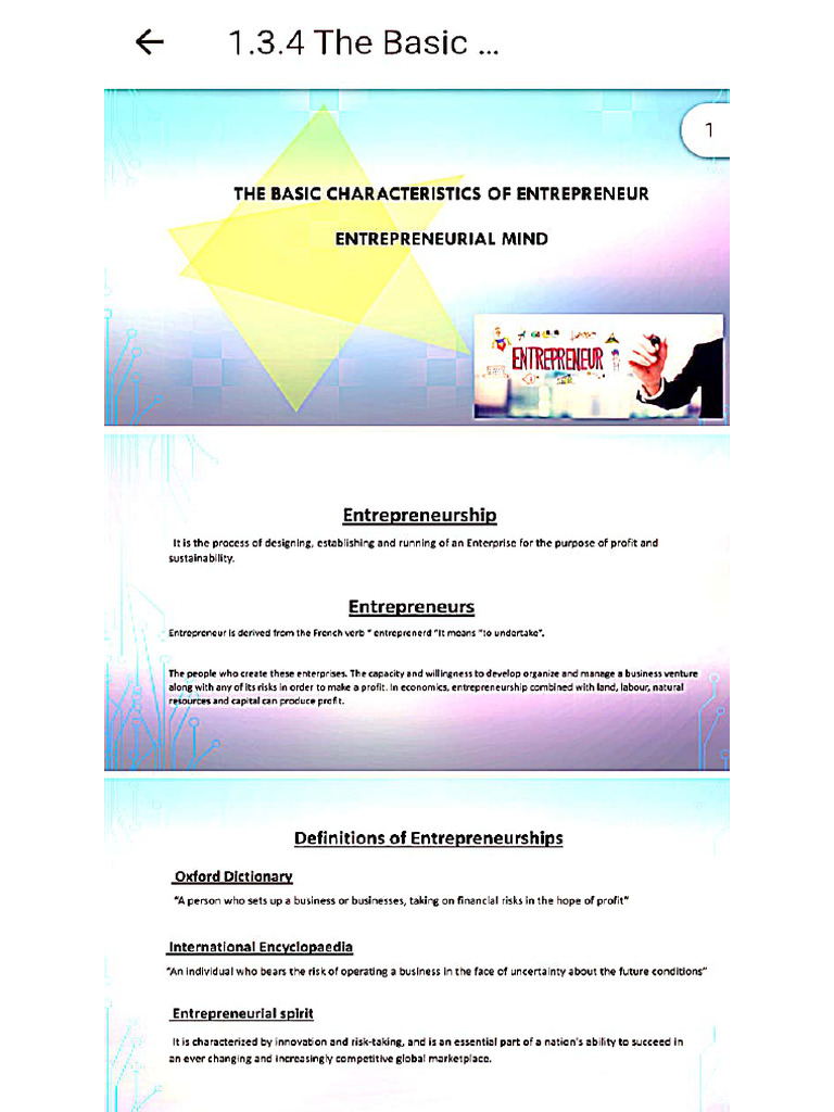 Basic Character of Entrepreneur | PDF