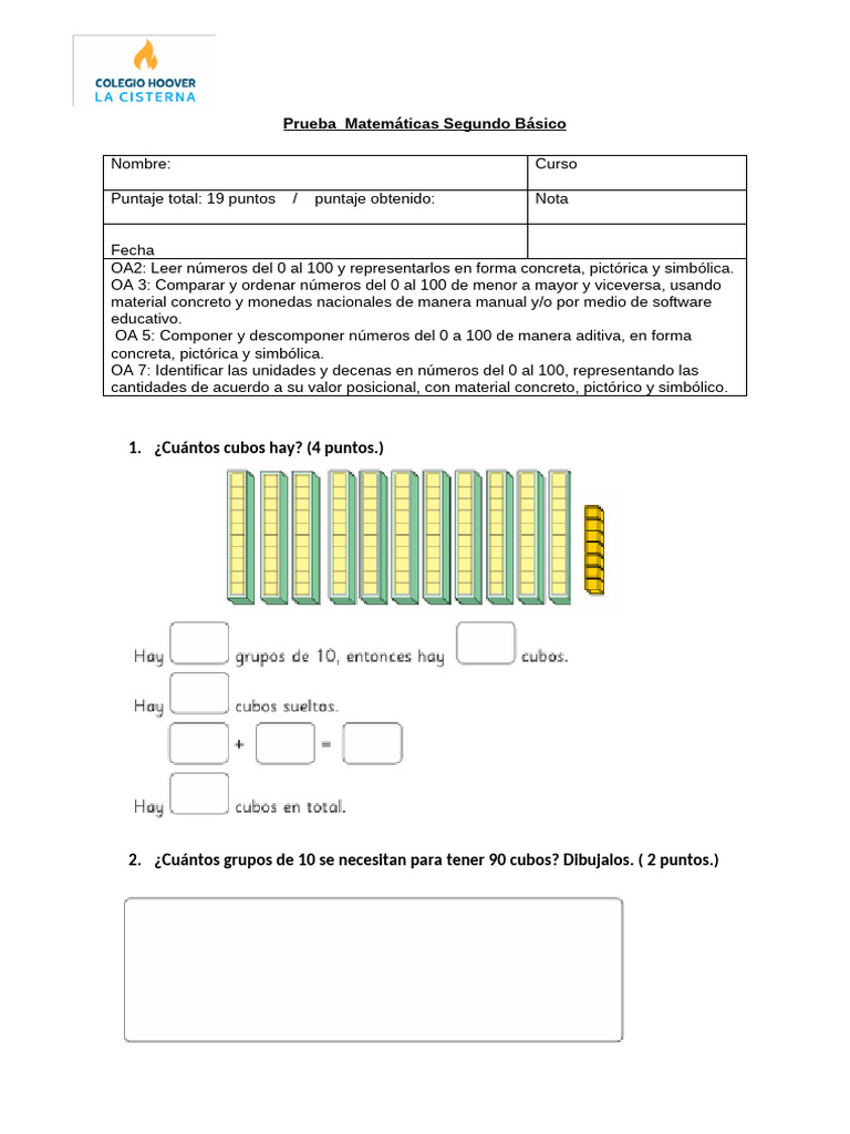 Prueba Segundo Basico | PDF