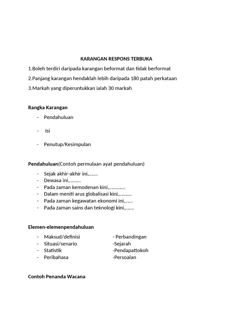 NOTA KARANGAN RESPONS TERBUKA | PDF
