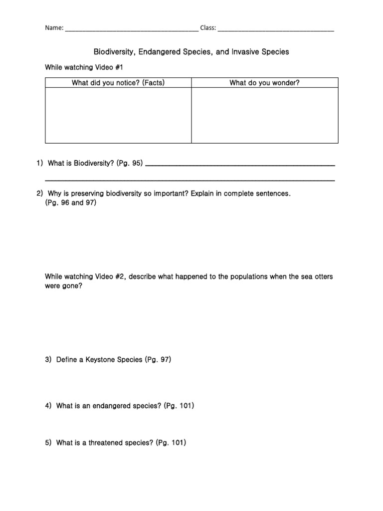 Aaron Schindler - Biodiversity Endangered Species Notes.docx | PDF