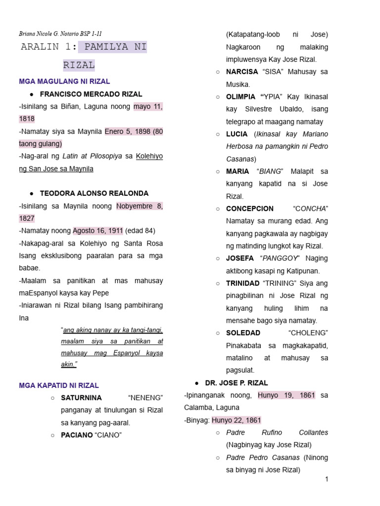 Reviewer in Gned 09 Rizal | PDF