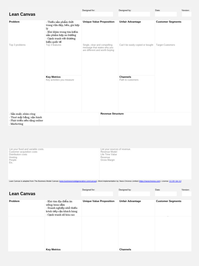 Lean Canvas Filled | PDF