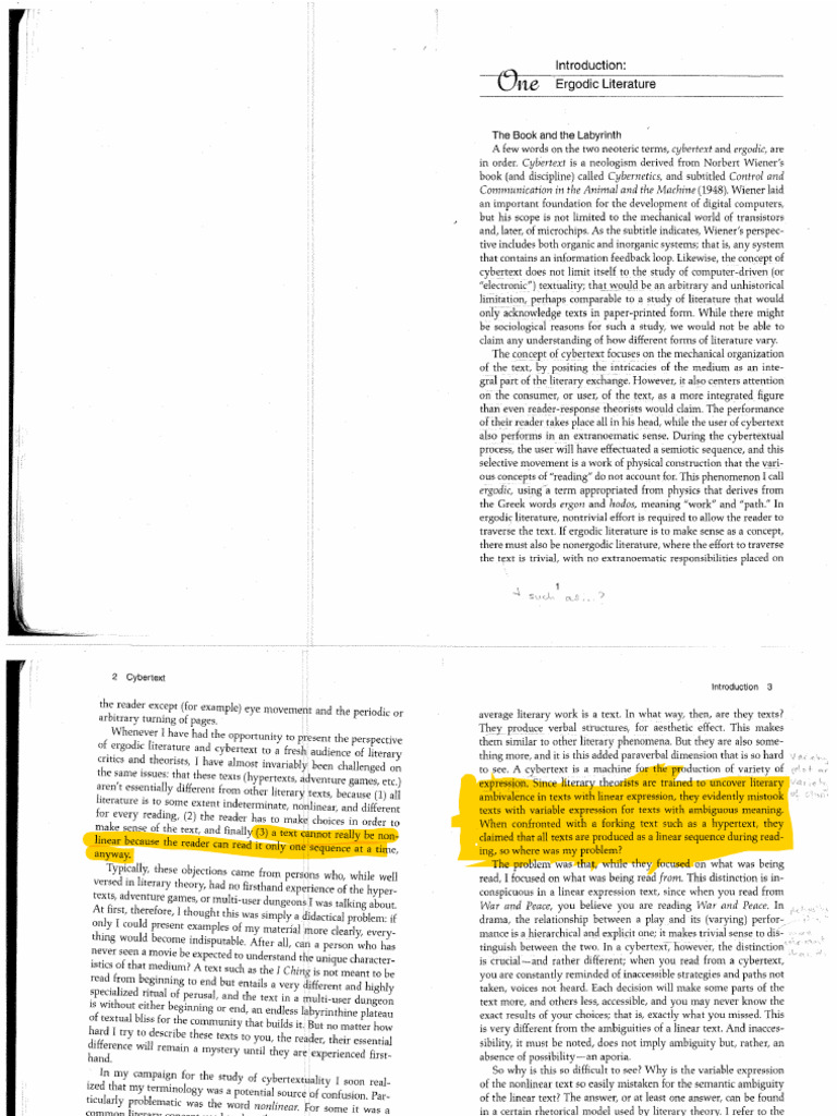 Cybertext: Ergodic Literature Insights | PDF