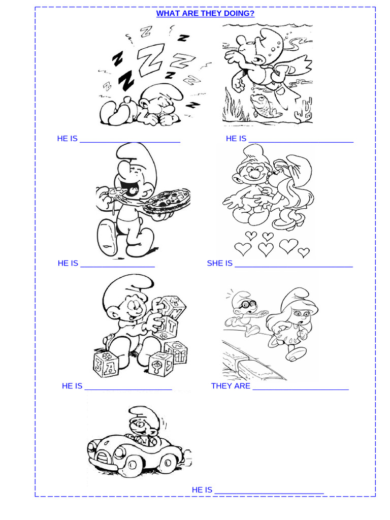What Are The Smurfs Doing Oneonone Activities Picture Description ...