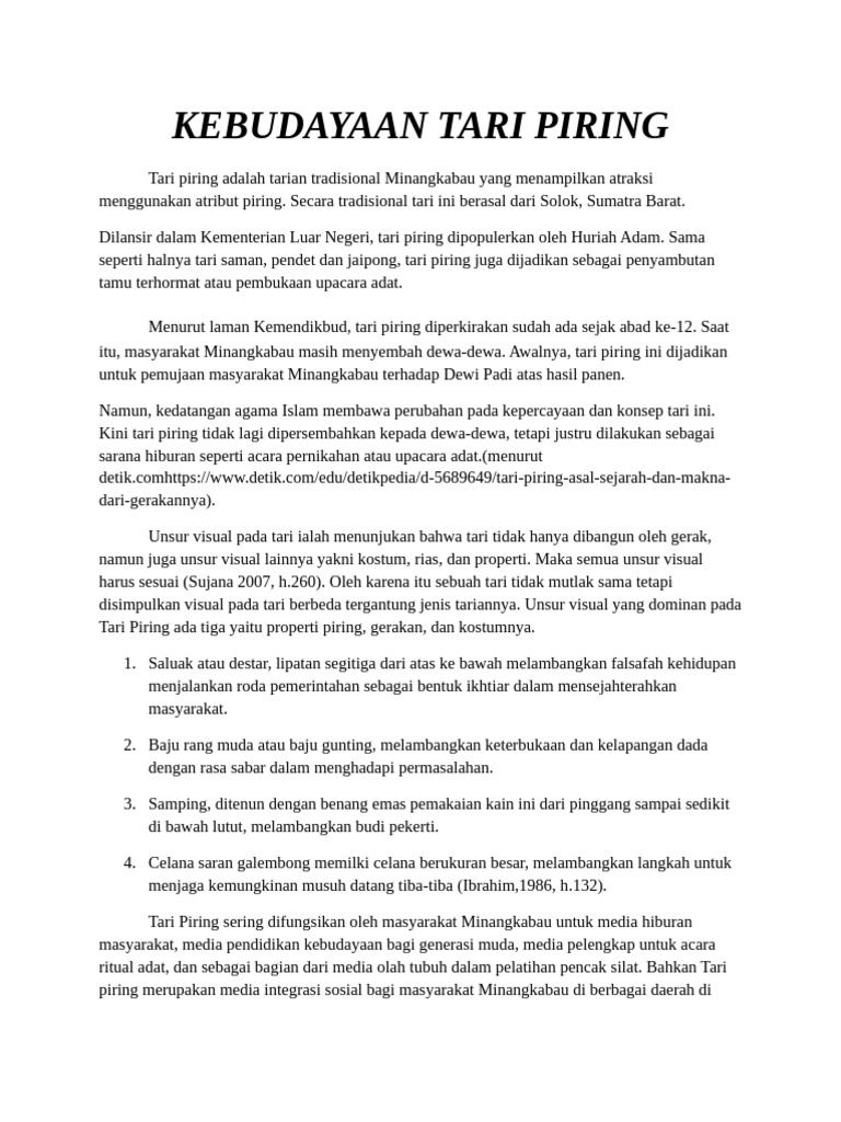 Kebudayaan Tari Piring (ZAI Xa) | PDF