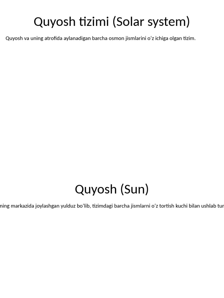 Solar System Text Only | PDF