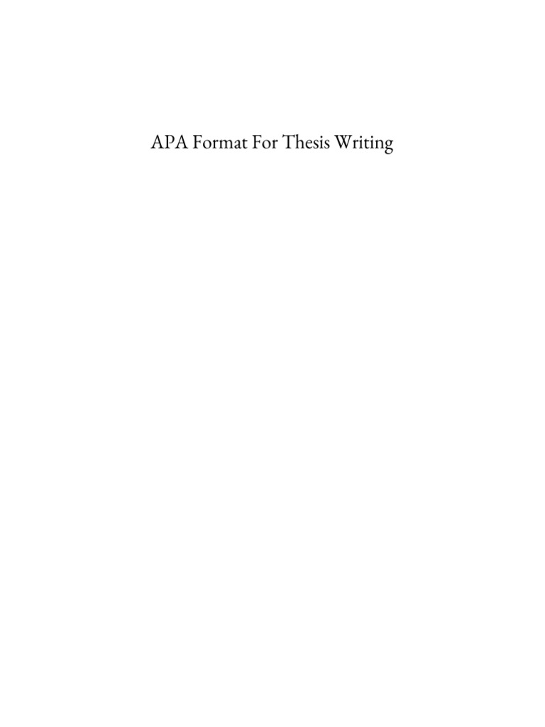 Apa Format For Thesis Writing | PDF | Citation | Apa Style