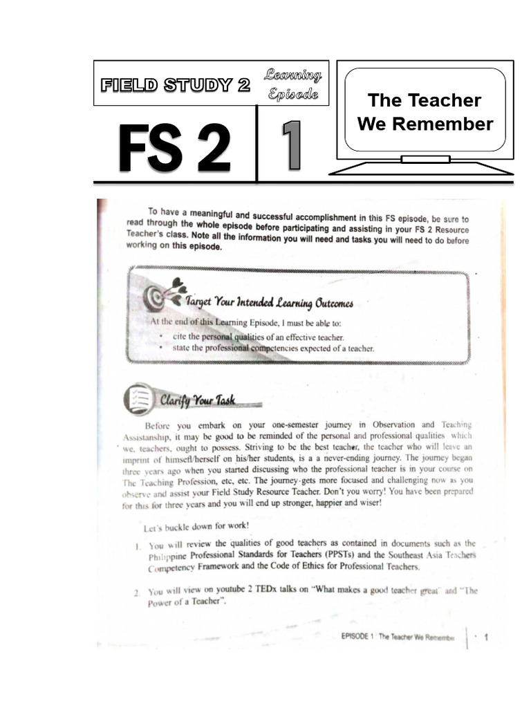 Field Study 2 Learning Episode 1 | PDF | Learning | Teachers