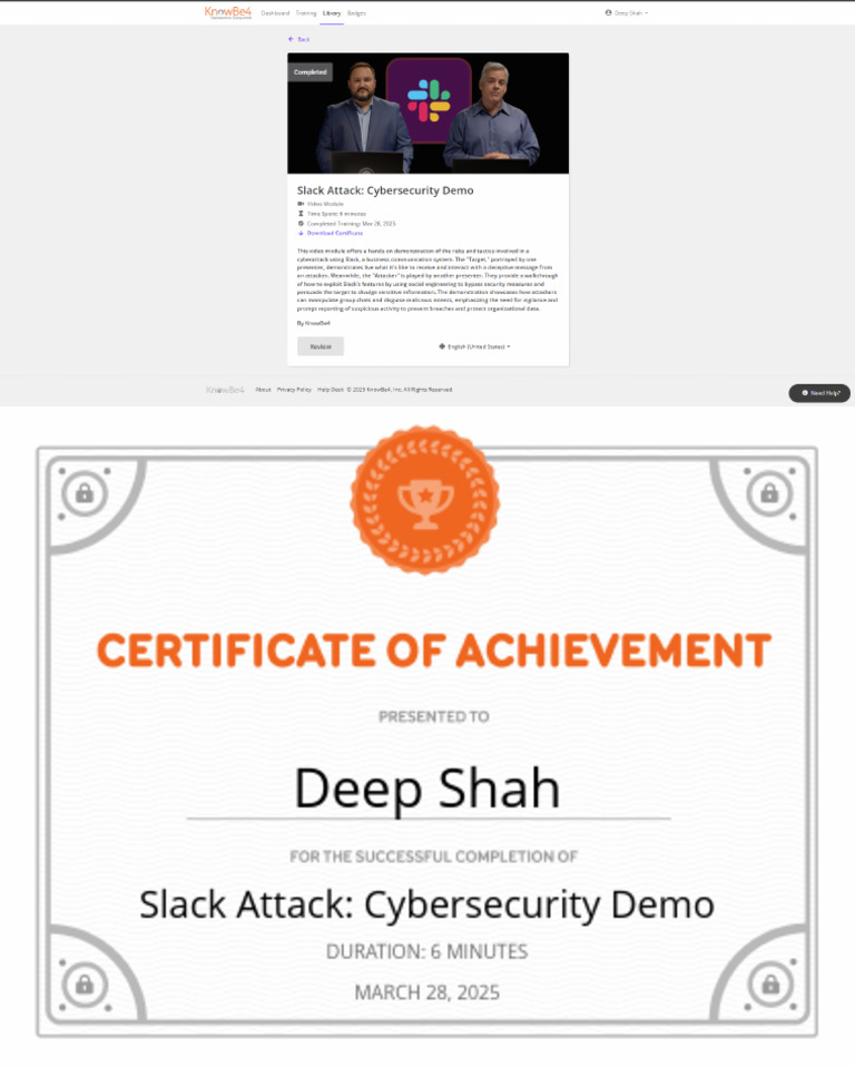 KnowBe4 Slack Attack - Cybersecurity Demo | PDF