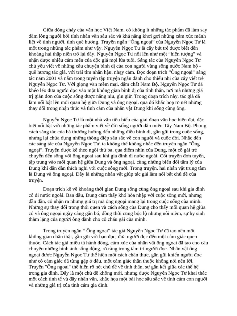 Phân tích truyện Ông Ngoại (Nguyễn Ngọc Tư) | PDF