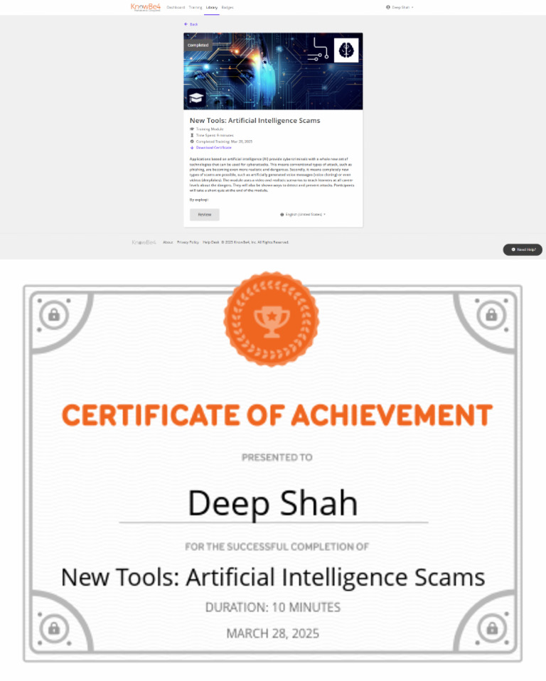 KnowBe4 New Tools - Artificial Intelligence Scams | PDF