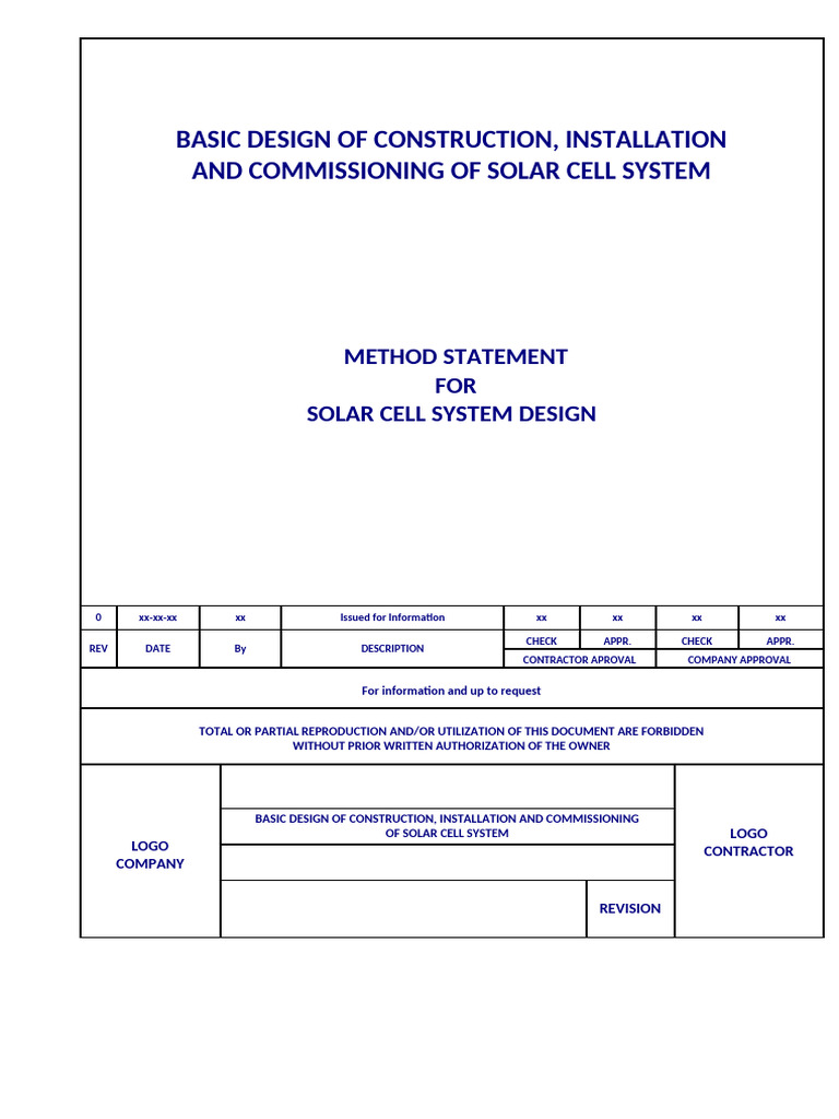 Basic Design and Method Statement of Solar Cell System | PDF ...