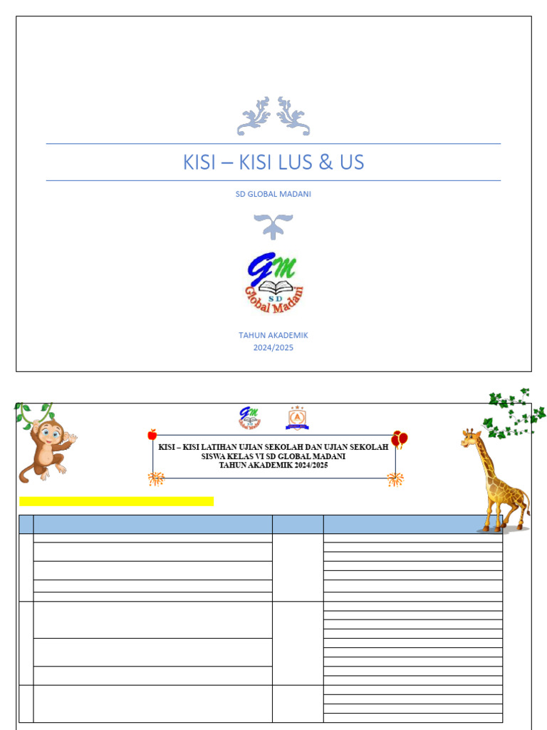 Kisi - Kisi Lus 2 Internal 2024-2025 | PDF