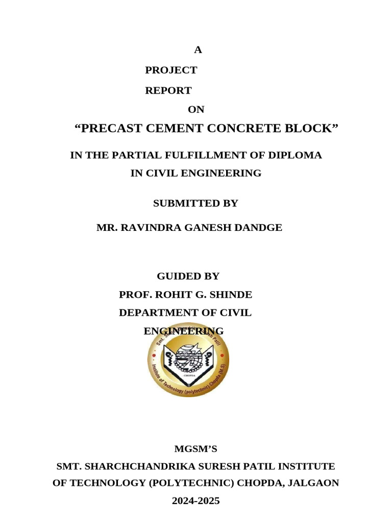 Precast Concrete Block Project Report | PDF