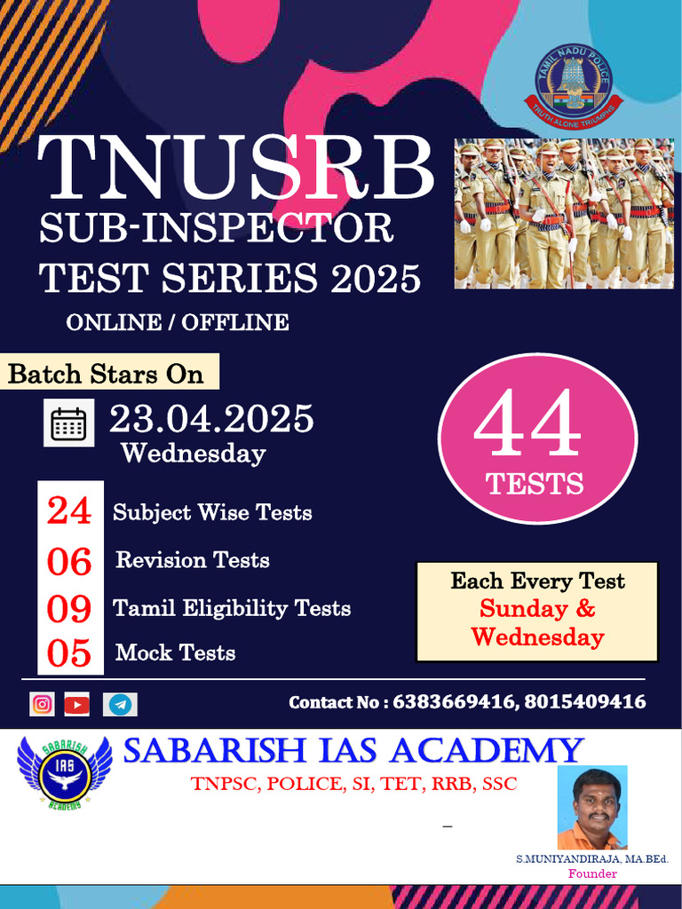 Sub Inspector TEST SCHEDULE For April 2025 | PDF | English Language ...