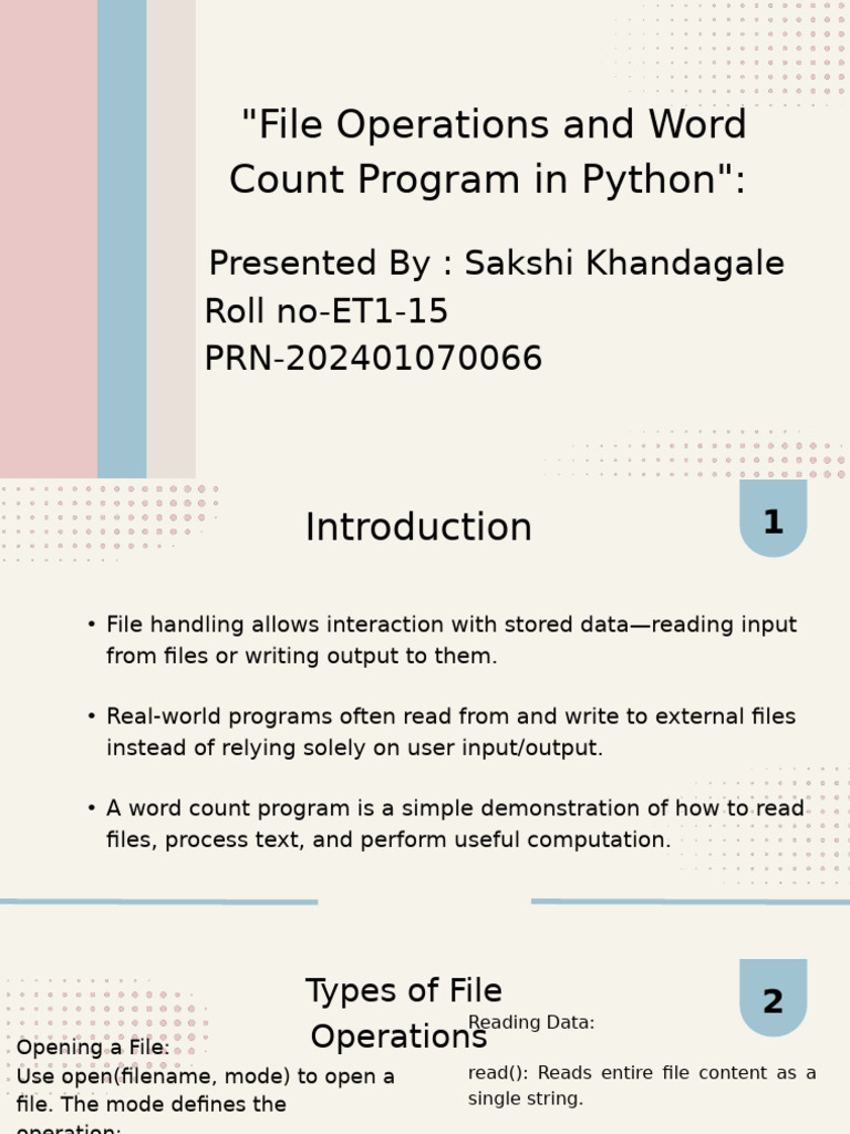 File Operations And Word Count Program In Python Pdf Computer File 7597