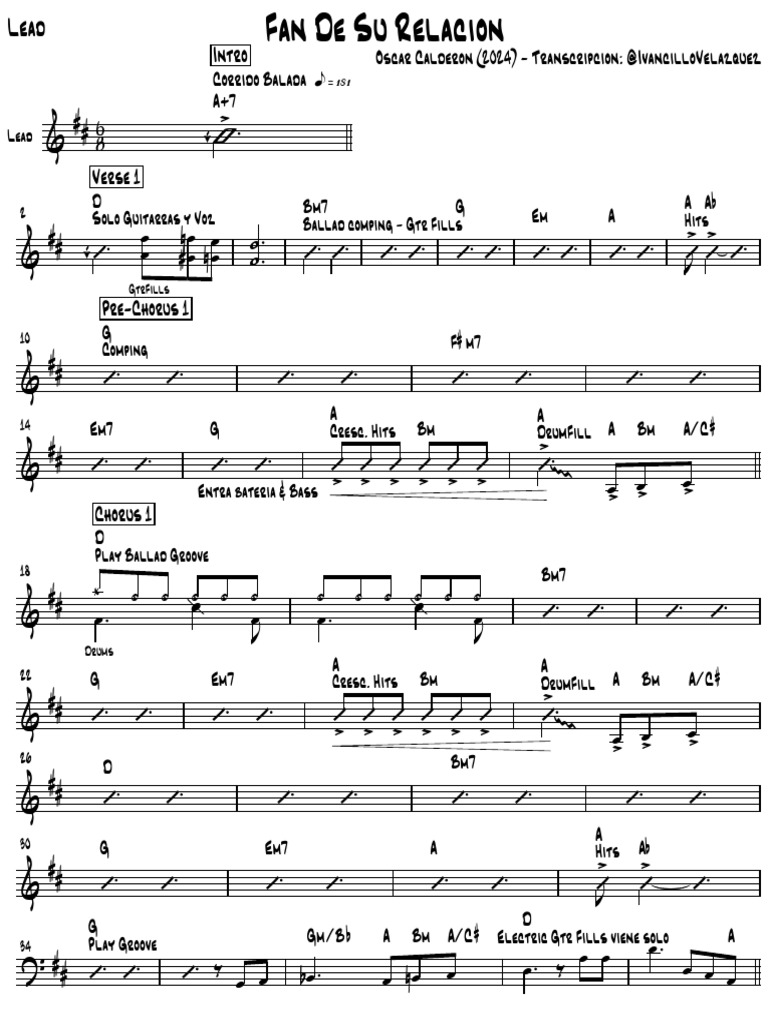 Fan De Su Relacion - LeadSheet | PDF | African American Music | Musical Forms