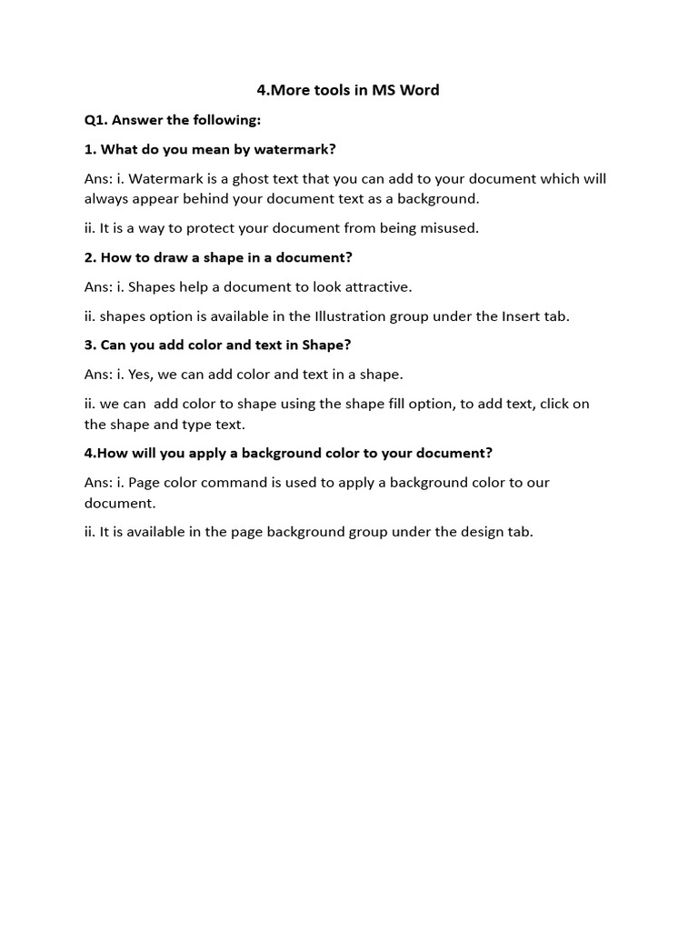 MS Word Tools: Watermarks and Shapes | PDF