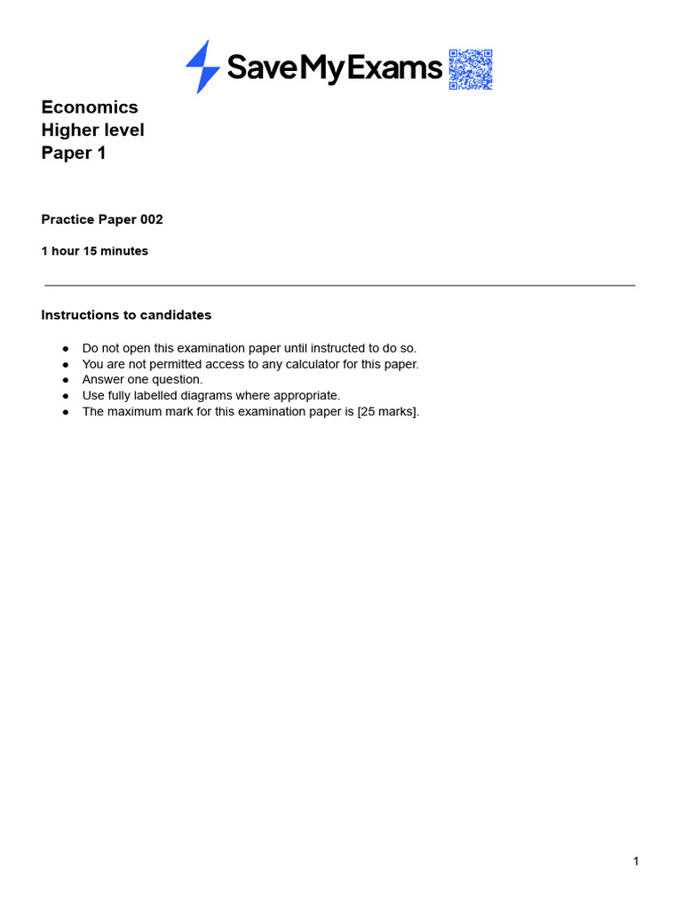 Paper 1 QP IB HL Economics (Practise2) | PDF