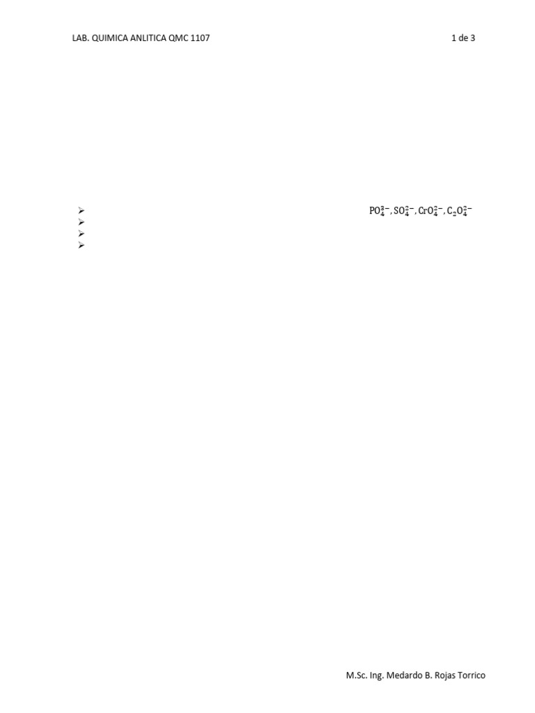 Lab n 9 Aniones II Qmc 1107 | PDF | Precipitación (Química) | Fosfato