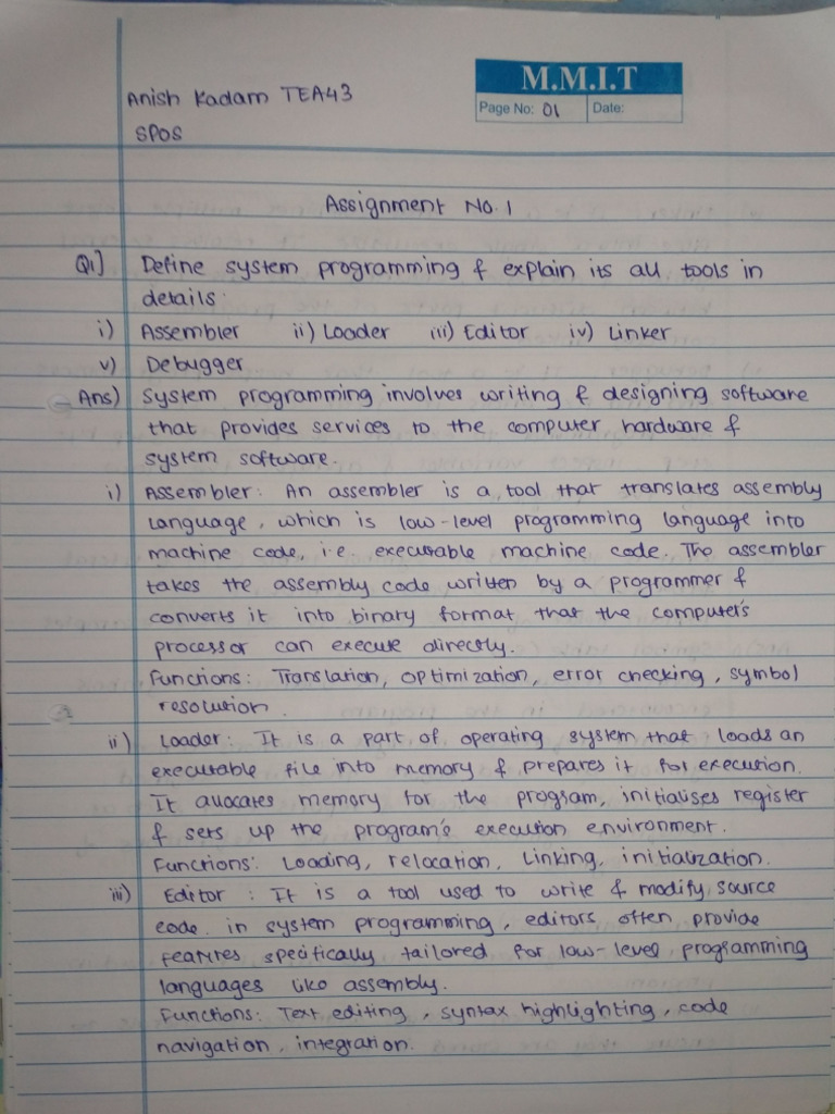 Spos Assignment 1 | PDF