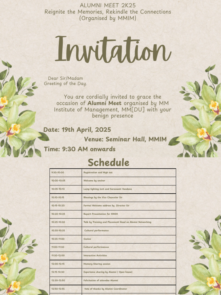 Final Alumni Meet Invitation | PDF