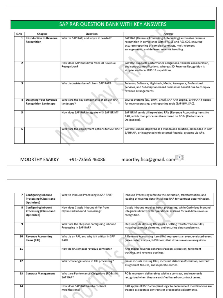 Sap Rar Question Bank With Key Answers 1743049325 | PDF | Automation ...