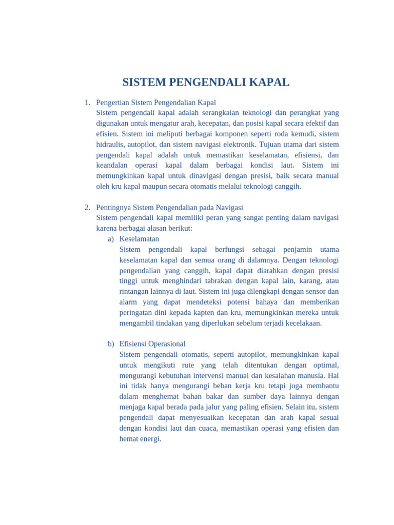 Sistem Pengendalian Kapal Modern | PDF