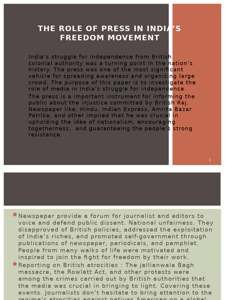 Role of Press in India's Freedom Struggle | PDF | British Raj