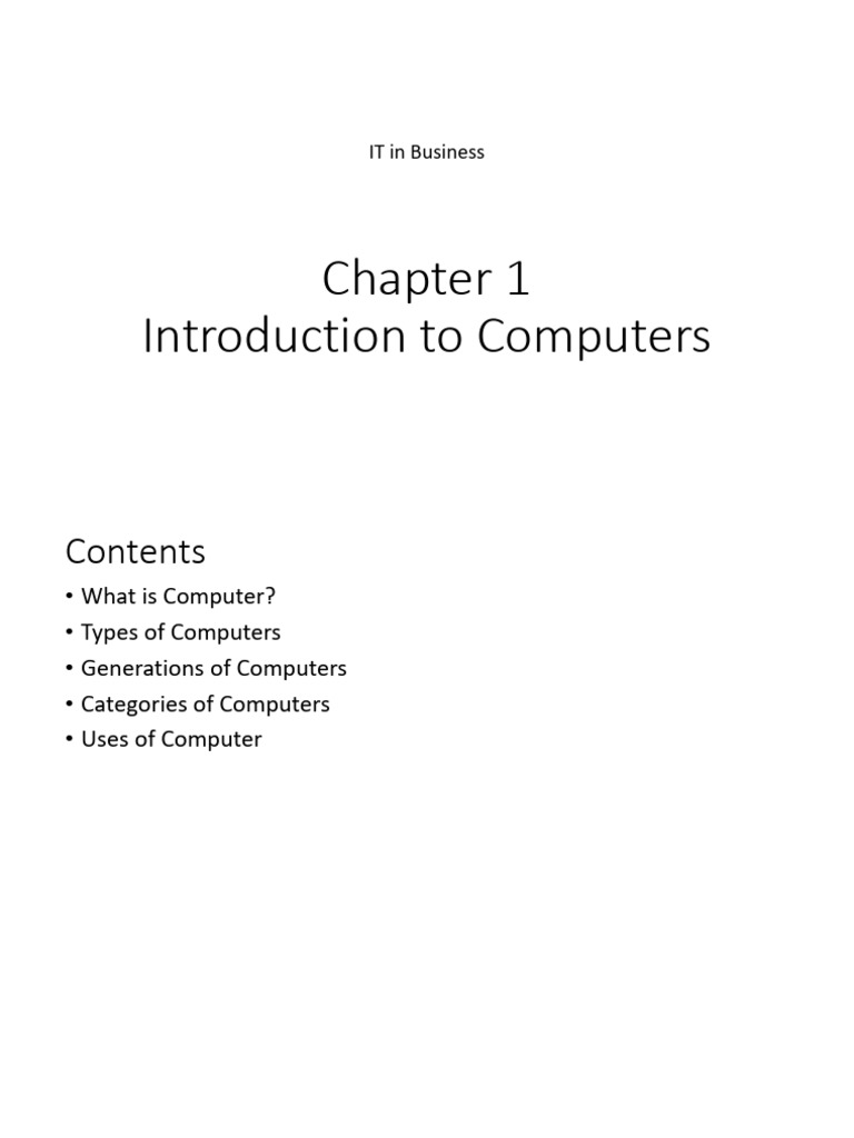 Ch-01 (Comp) - Introduction to Computers | PDF | Personal Computers | Laptop