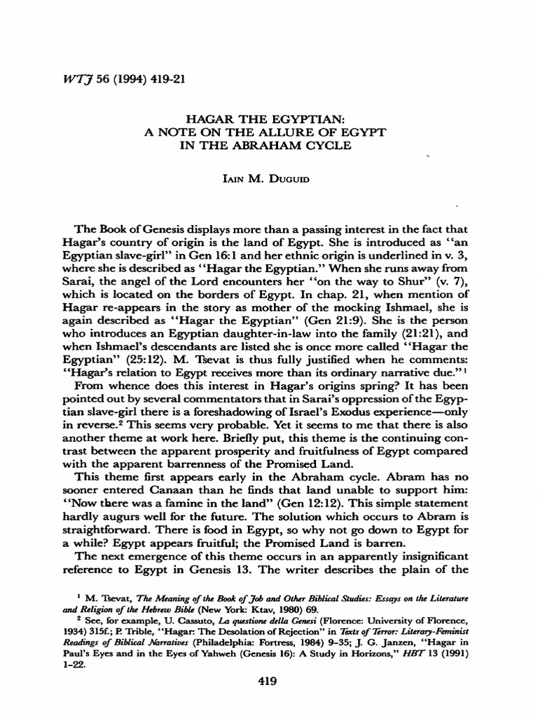 Hagar the Egyptian in Genesis Explained | PDF | Sarah | Hagar