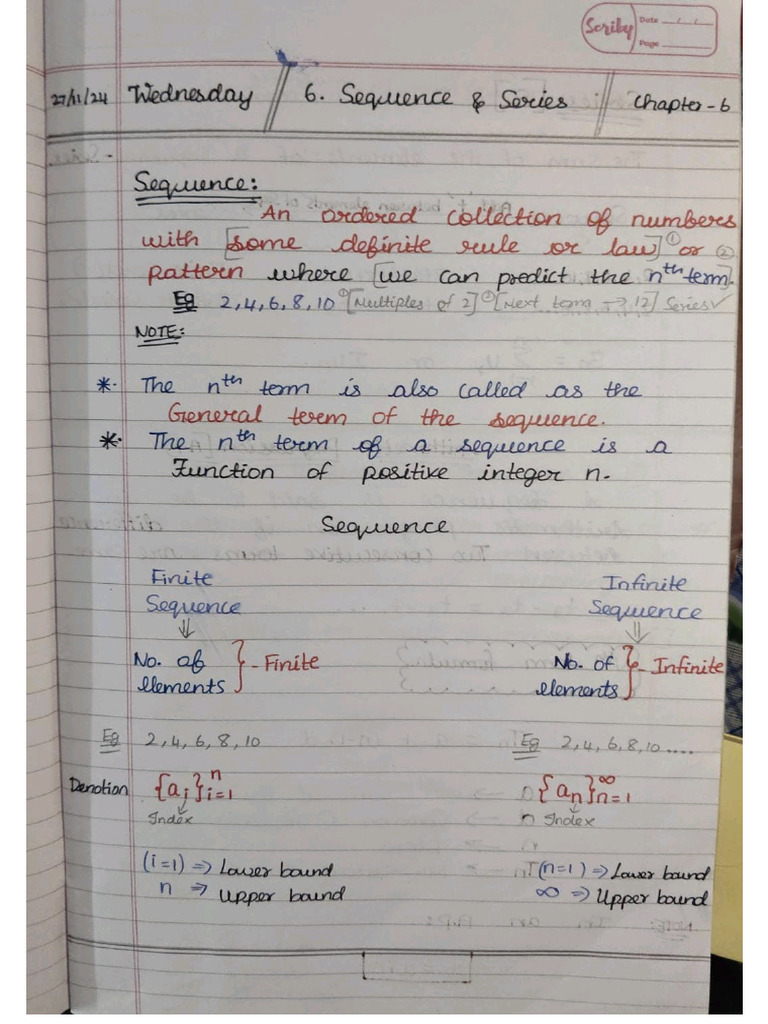 Sequence and Series Notes | PDF