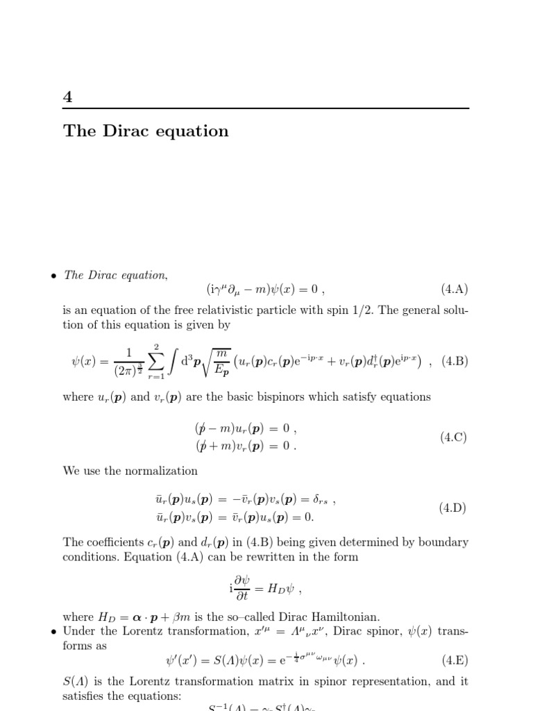 Dirac Equation PB | PDF | Spin (Physics) | Wave Function