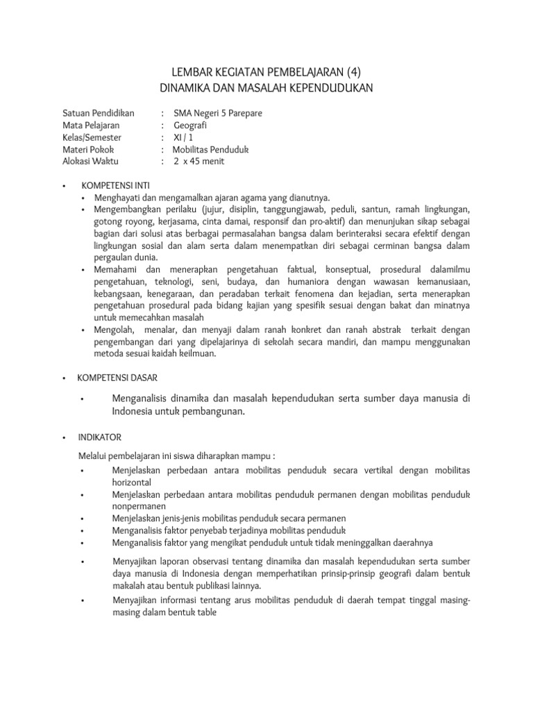 Malik Ibrahim Subhan Lembaran Kegiatan Pembelajaran (LKB) 4 | PDF