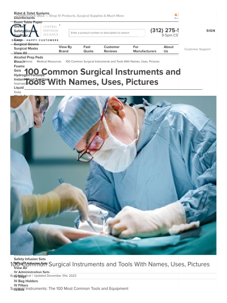 100 Surgical Instruments & Tools With Names, Uses, Pictures | PDF ...