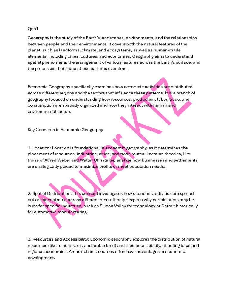 Economic Geography: Key Concepts Explained | PDF | Geography ...