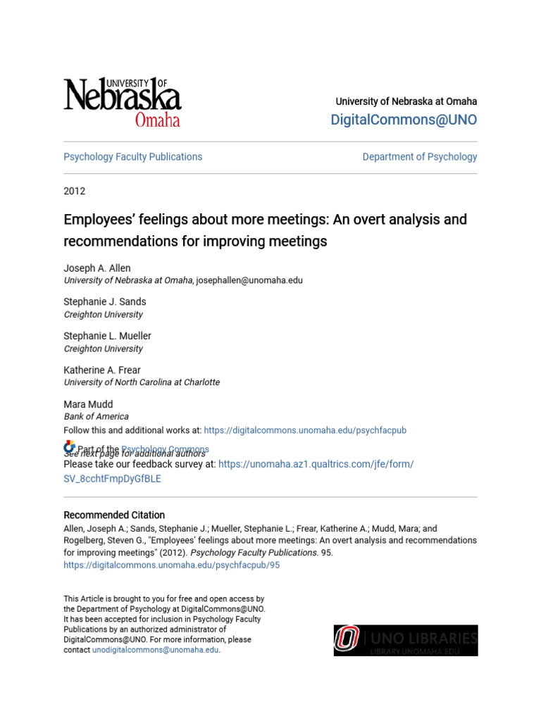 Employees - Feelings About More Meetings - An Overt Analysis and Re ...
