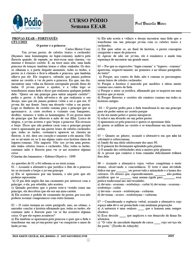 Eear Simulado Português | PDF | Linguística | Gramática