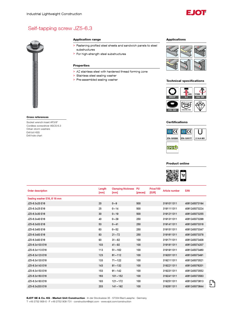 Highlighted Ejot-Pds-Jz5-6.3-En | PDF | Ingeniería mecánica | Materiales de construcción