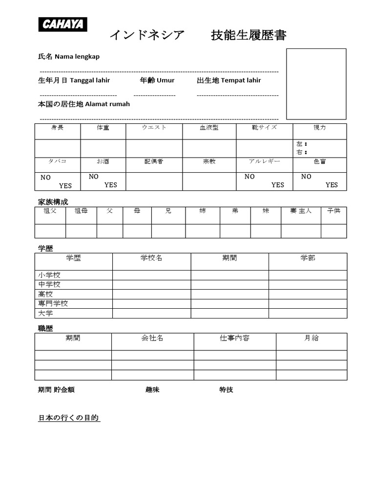 CV Nihongo SSW New | PDF